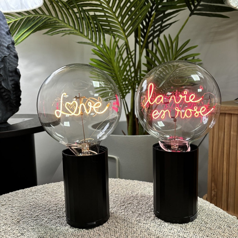 Ampoule décorative LA VIE EN ROSE avec socle sur CDC Design
