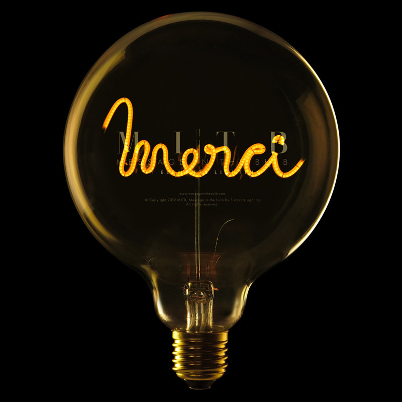 Ampoule led design message Merci sur Coup de Cœur Design