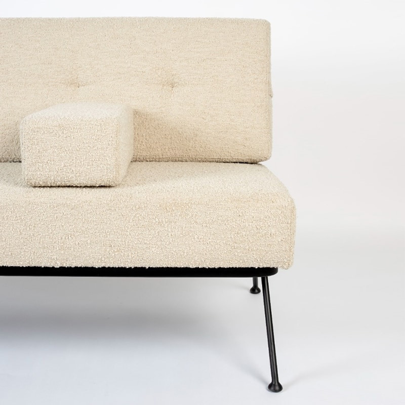 Canapé vintage années 60 tissu blanc sur Coup de Cœur Design